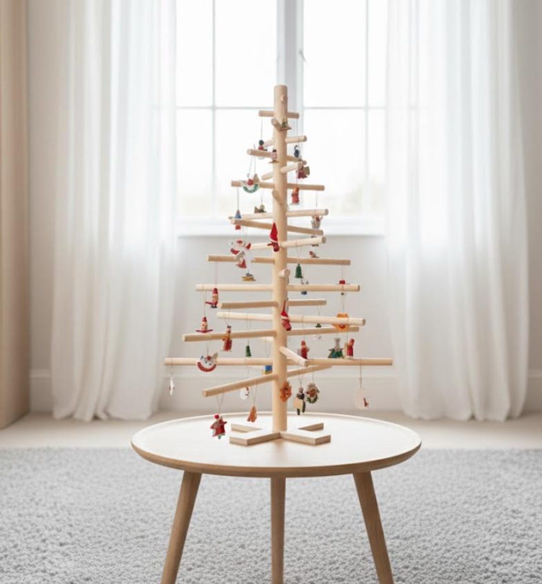Modern Scandinavian Wood Dowel Christmas Tree – 24” Minimalist Tabletop ...