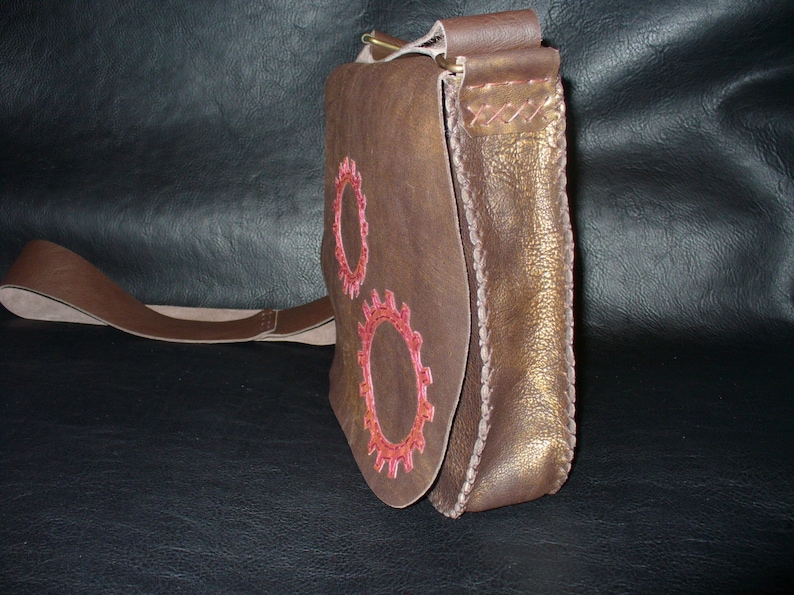 Golden Leather Steampunk Bag. | Etsy