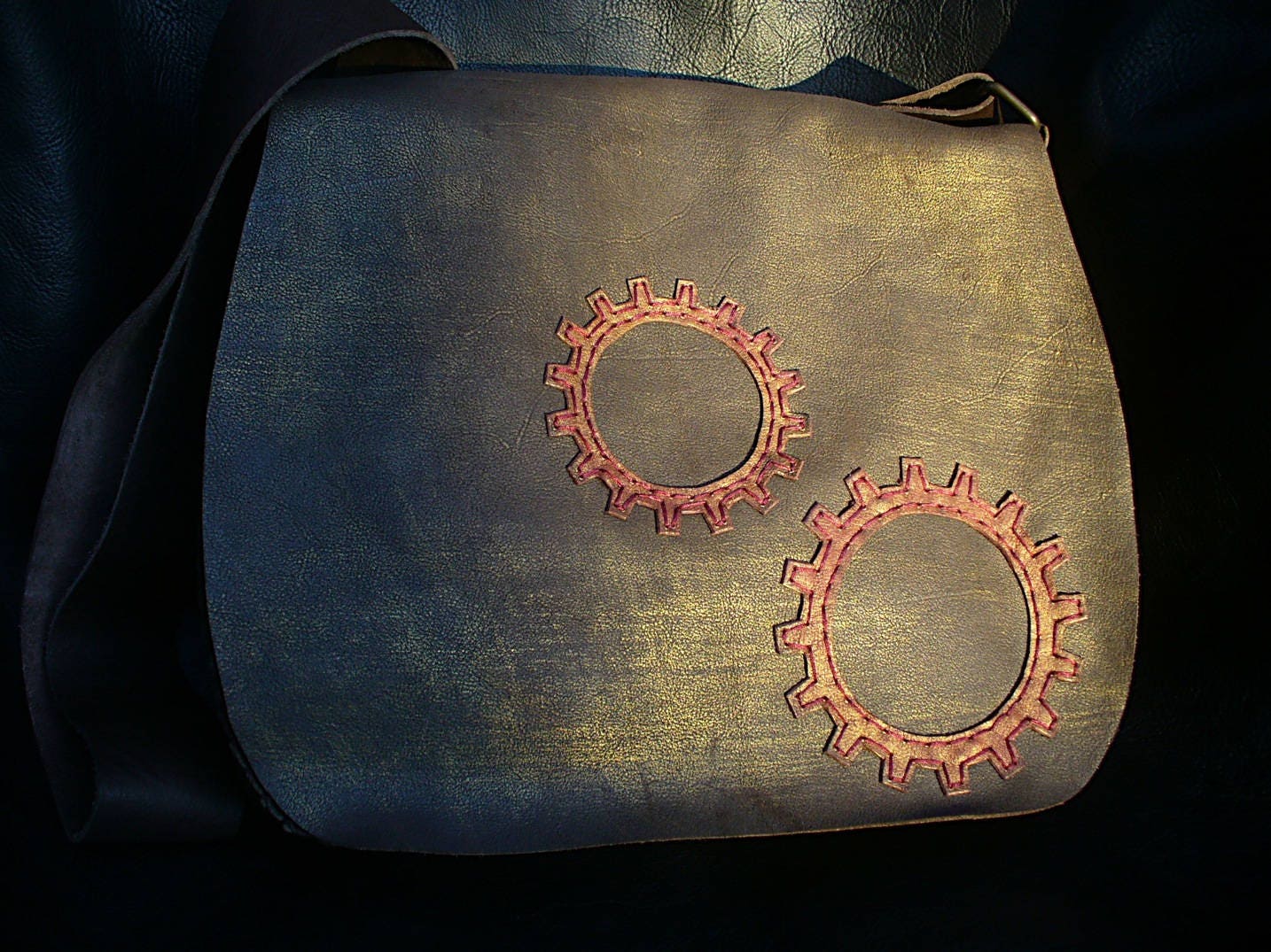 Golden Leather Steampunk Bag. | Etsy