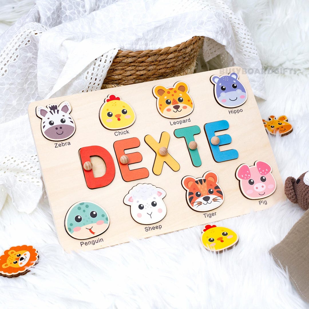Personalized Animals Name Puzzle-name Puzzle for Kids-montessori Toy ...