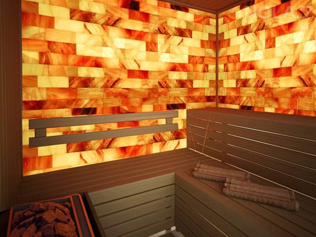 Himalayan Pink Salt Tiles: Natural Bricks for Sauna & Spa Walls (8x4x1 ...