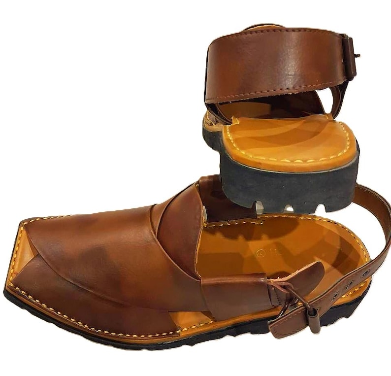 Handmade Leather Afghan Peshawari Sandal: Tyre Rubber Sole - Etsy