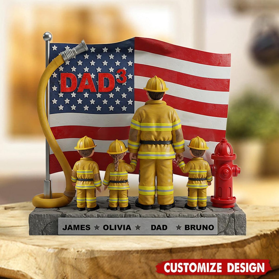 Personalized Firefighter Dad 2D Flat Acrylic Plaque, Custom Firefighter ...