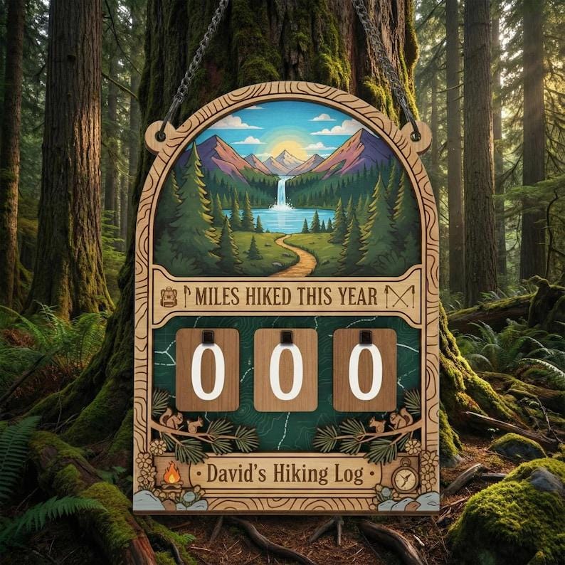 Hiking Tracker, Miles Log Counter Display, Personalized Outdoor ...