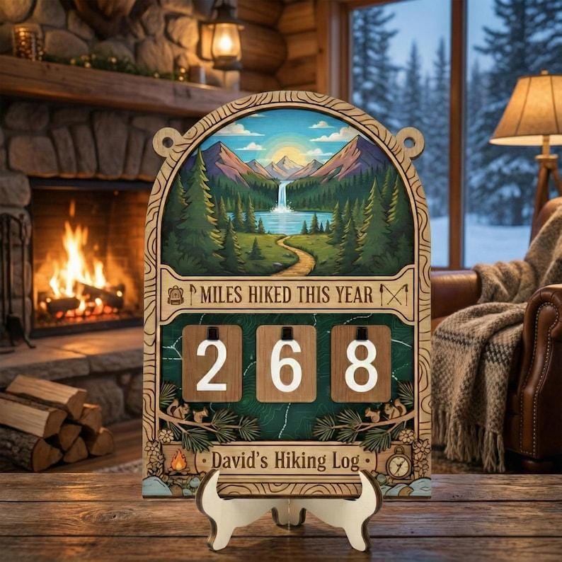 Hiking Tracker, Miles Log Counter Display, Personalized Outdoor ...
