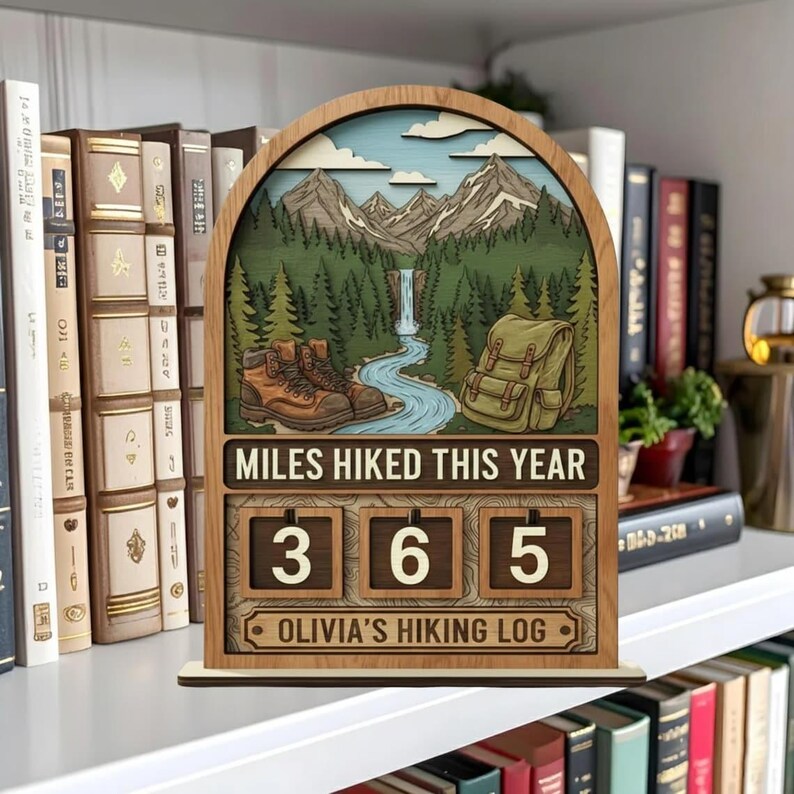 Hiking Tracker, Miles Log Counter Display, Personalized Outdoor ...