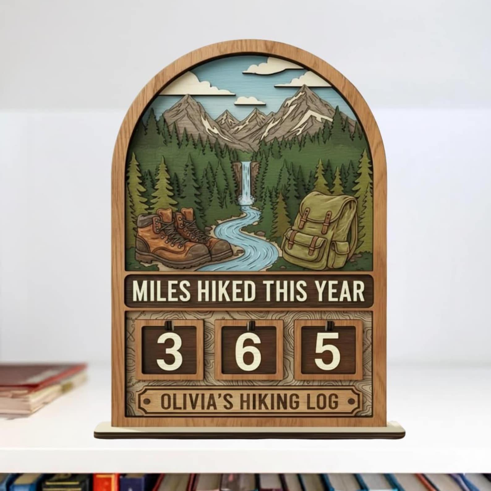 Hiking Tracker, Miles Log Counter Display, Personalized Outdoor ...