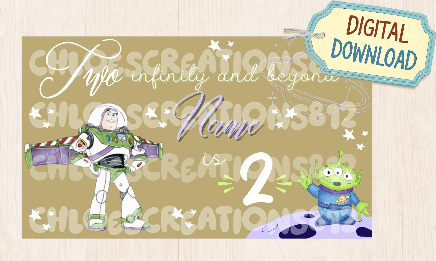 Two Infinity and Beyond Birthday Banner | Editable Canva Template | Toy ...