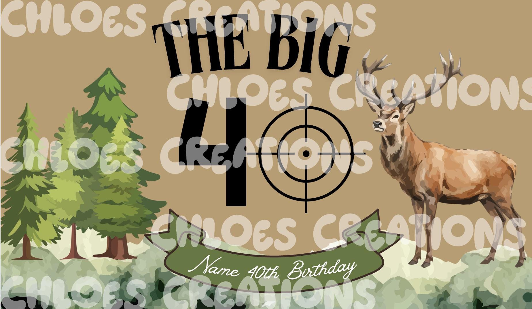 Rustic Hunting 40th Birthday Banner TEMPLATE | Deer Decor (digital ...