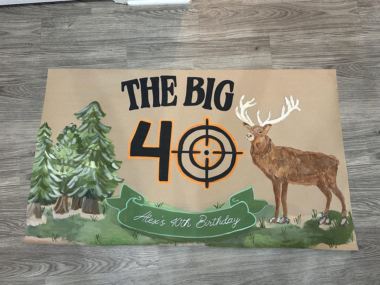 Rustic Hunting 40th Birthday Banner TEMPLATE | Deer Decor (digital ...