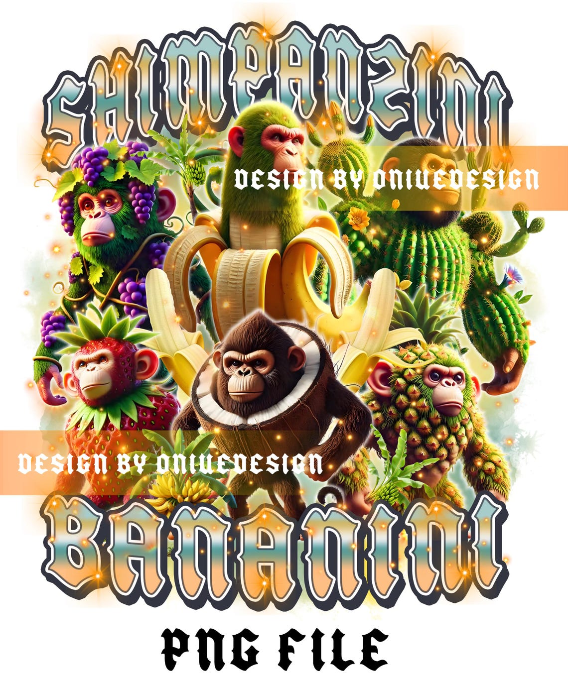 Shimpanzini Bananini Png, Italian Brainrot Png, Bootleg Rap Tee ...