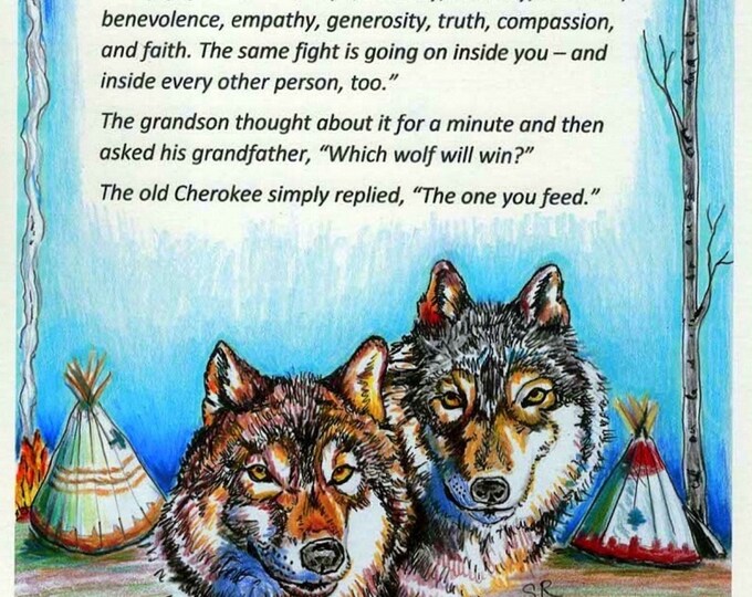 Native American Wolf Poem, Digital Print, Ooak Art Print, Feed the Good ...