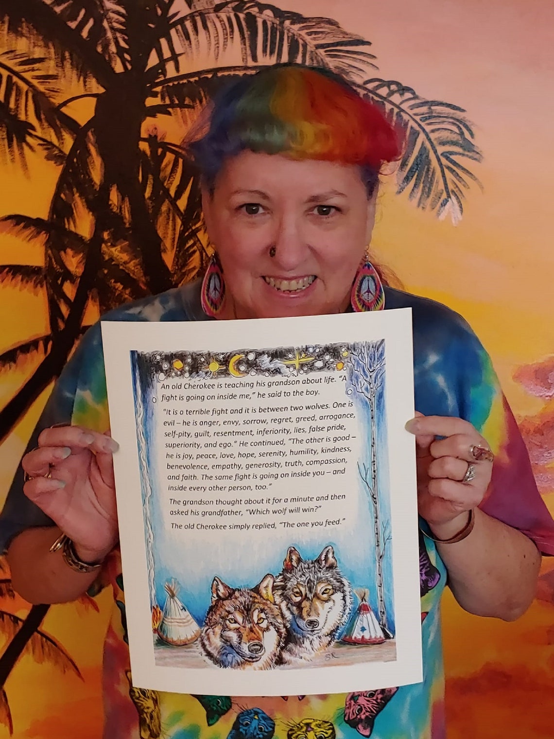 Native American Wolf Poem, Digital Print, Ooak Art Print, Feed the Good ...