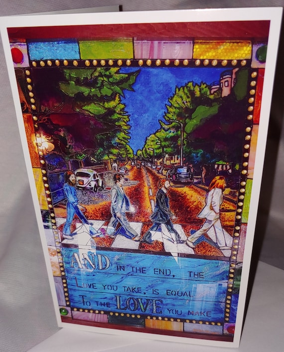 Abbey Road Stained Glass Beatles Greeting Card OOAK - Etsy