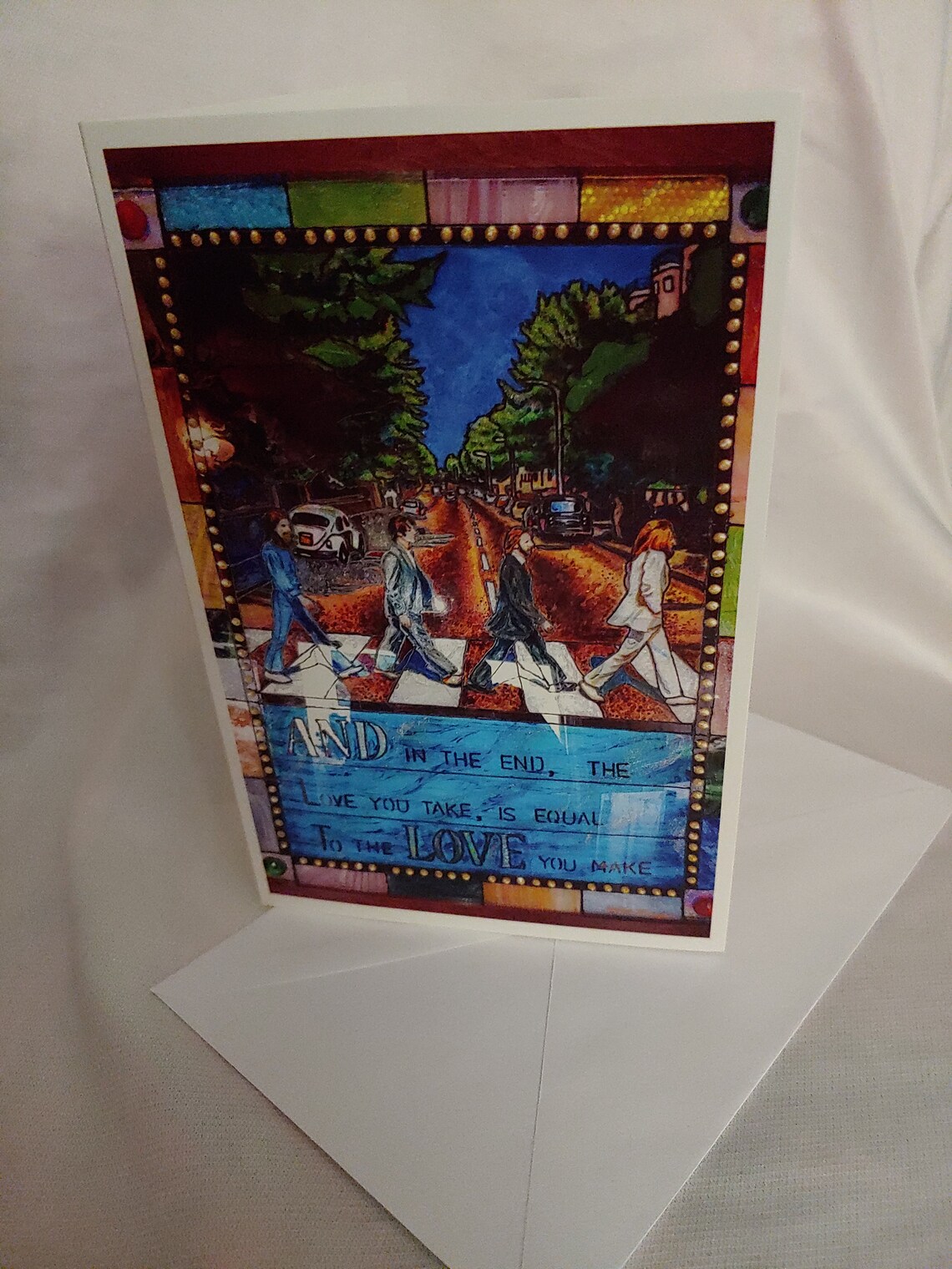 Abbey Road, Stained Glass, Beatles, Greeting Card, OOAK, Birthday ...