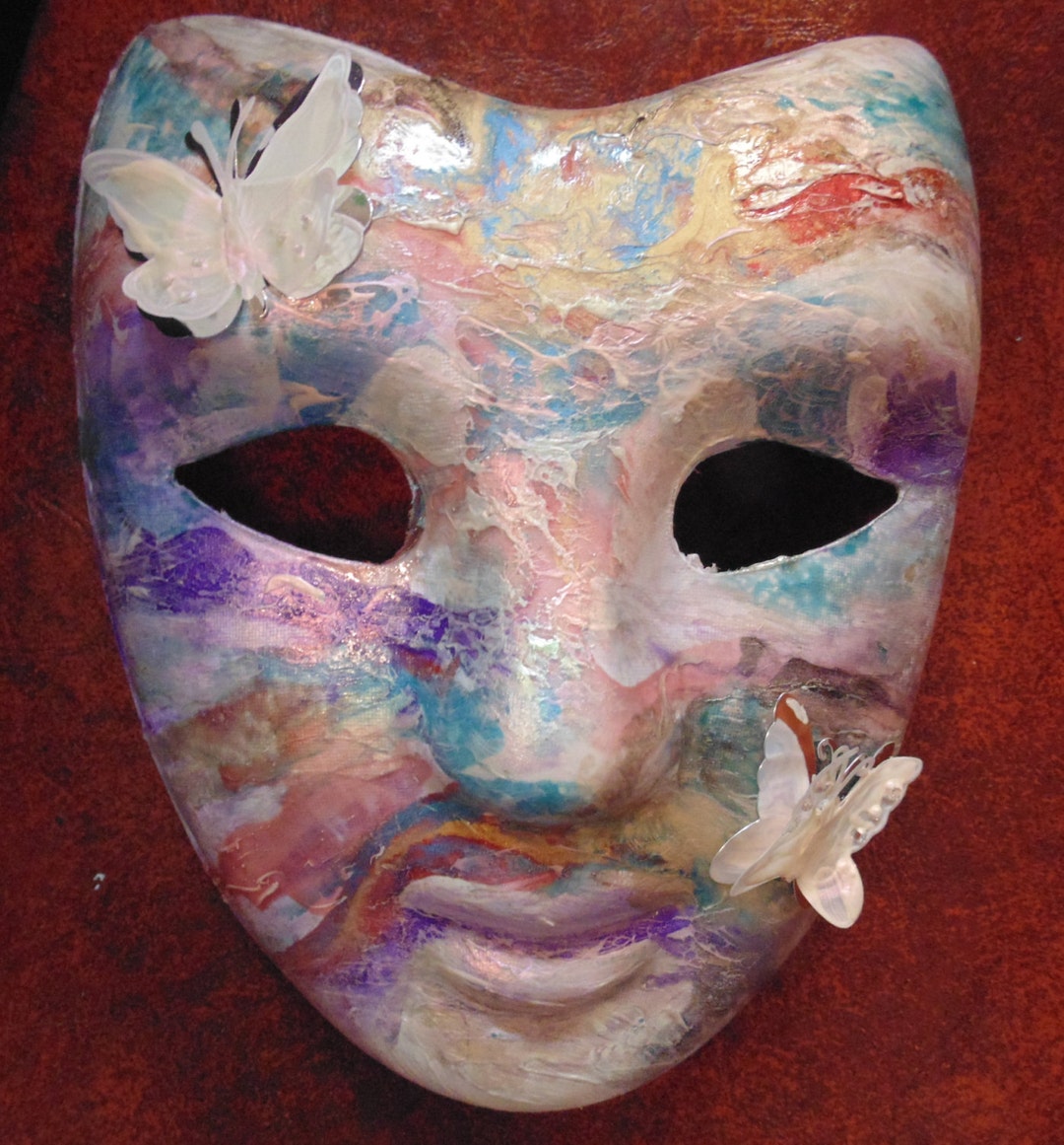 Hand Painted Mixed Media Mask, OOAK - Etsy