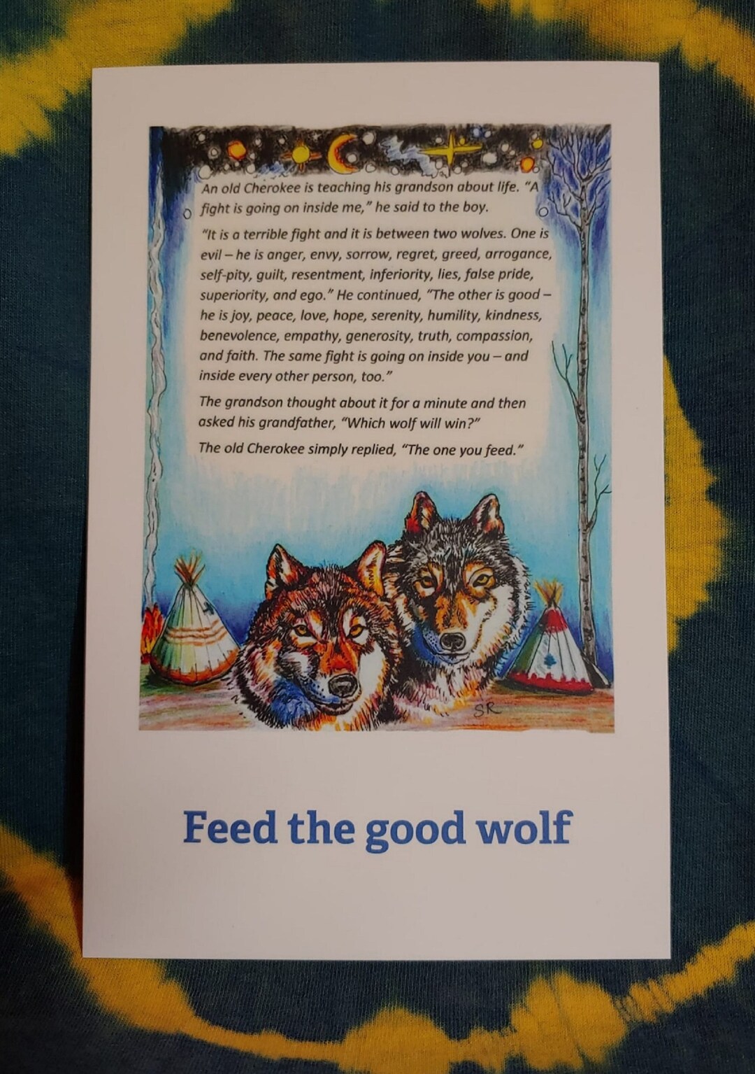 Feed the Good Wolf, Inspirational Card, OOAK, Native American Poem - Etsy