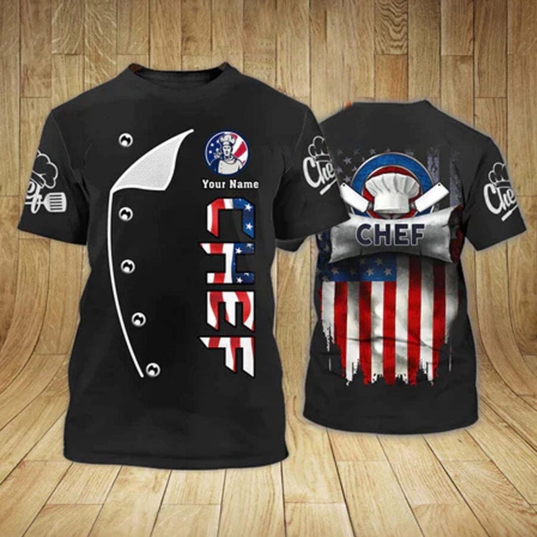 Personalized Chef Shirt: USA Flag Patriotic Cooking Uniform - Etsy