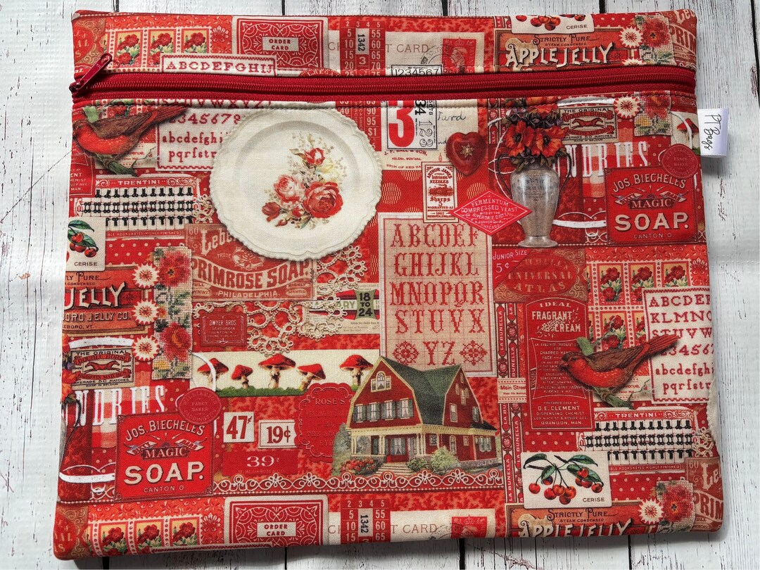 Cross Stitch Project Bag, Curated in Color Red Project Bag, Cathe ...