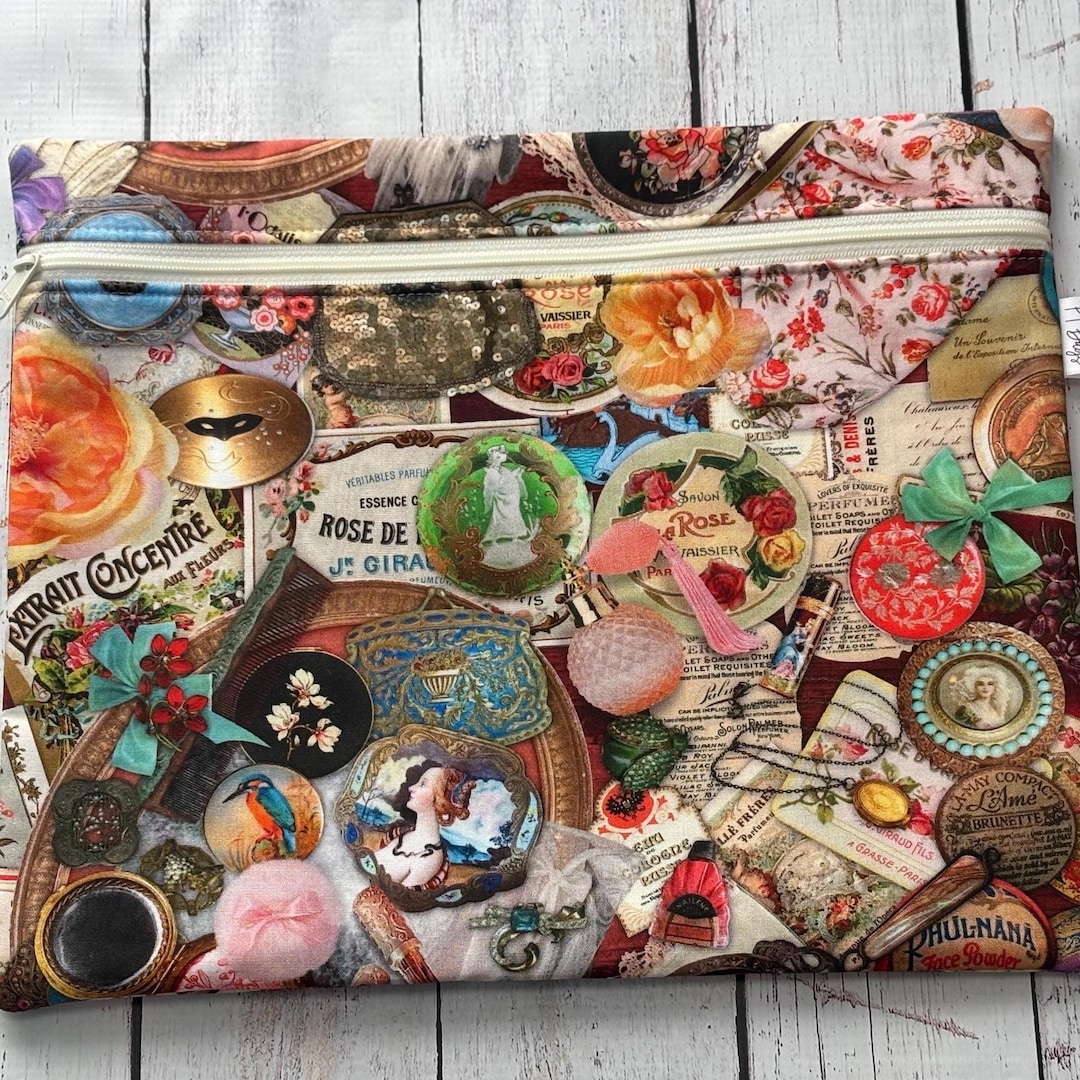 Handcrafted Project Bag: the Gilded Age Fabric, Zippered Craft Storage ...