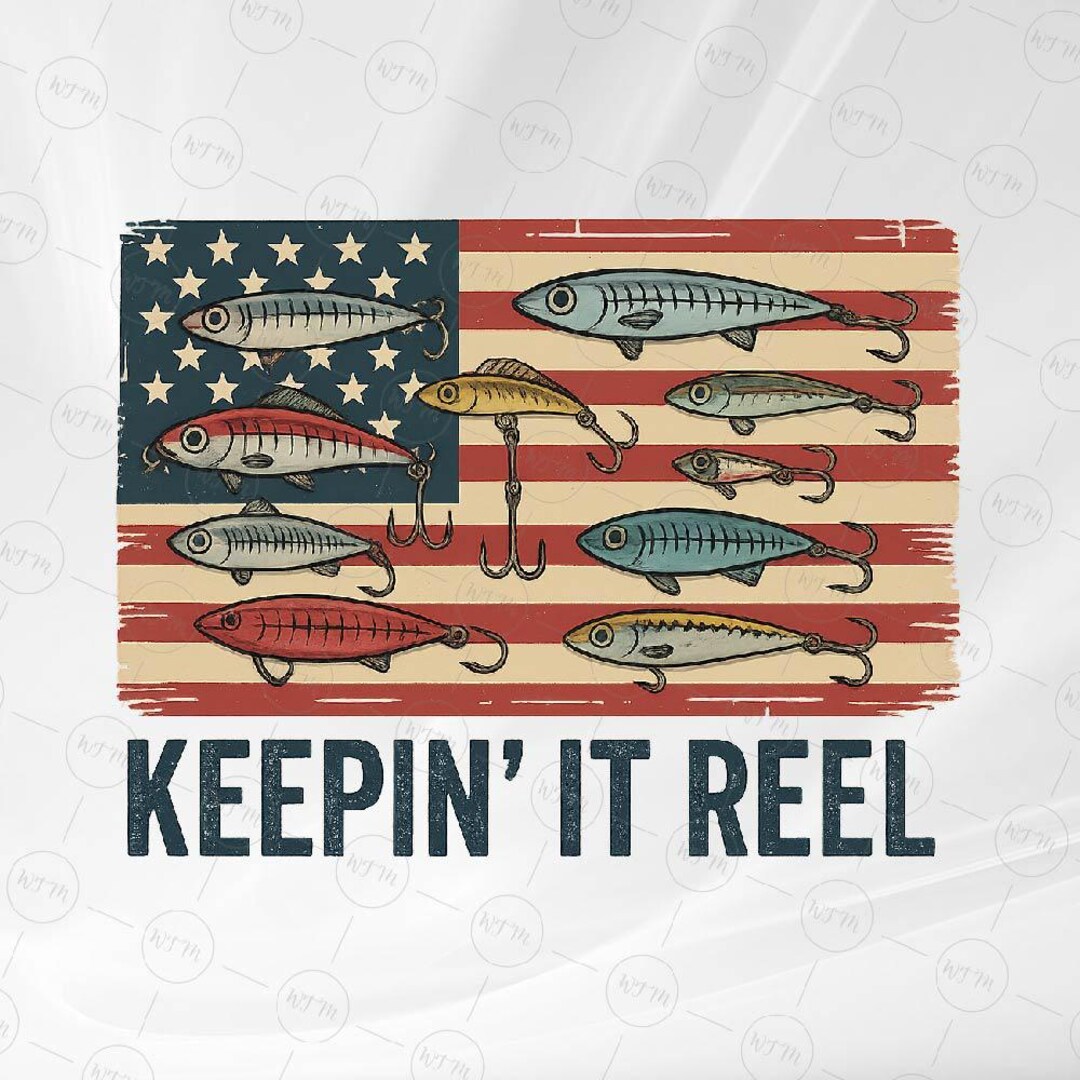 Keepin It Reel PNG, Patriotic Fishing PNG, American Flag Fish PNG, 4th ...