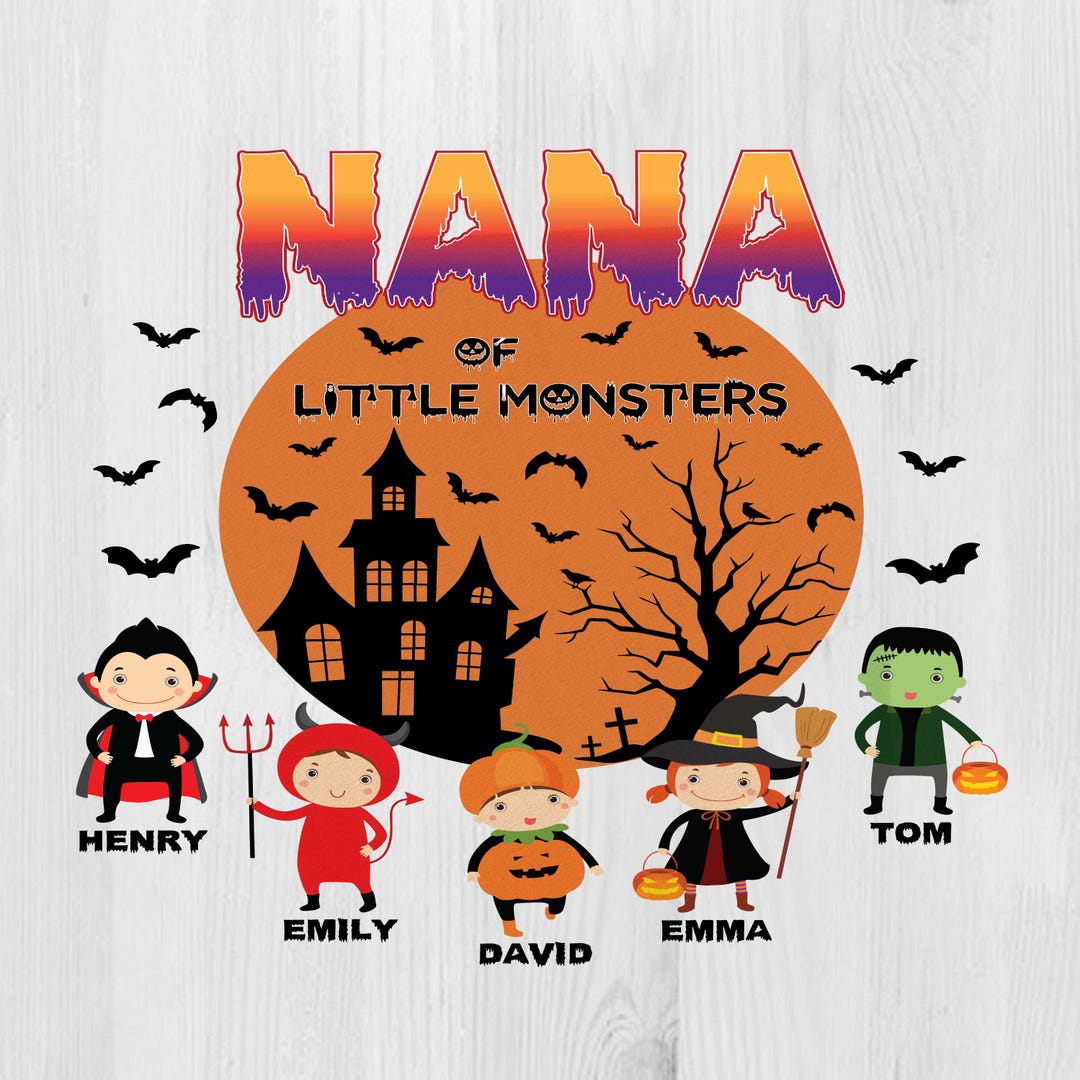 Nana of Little Monsters PNG, Personalized Halloween Sublimation Design ...