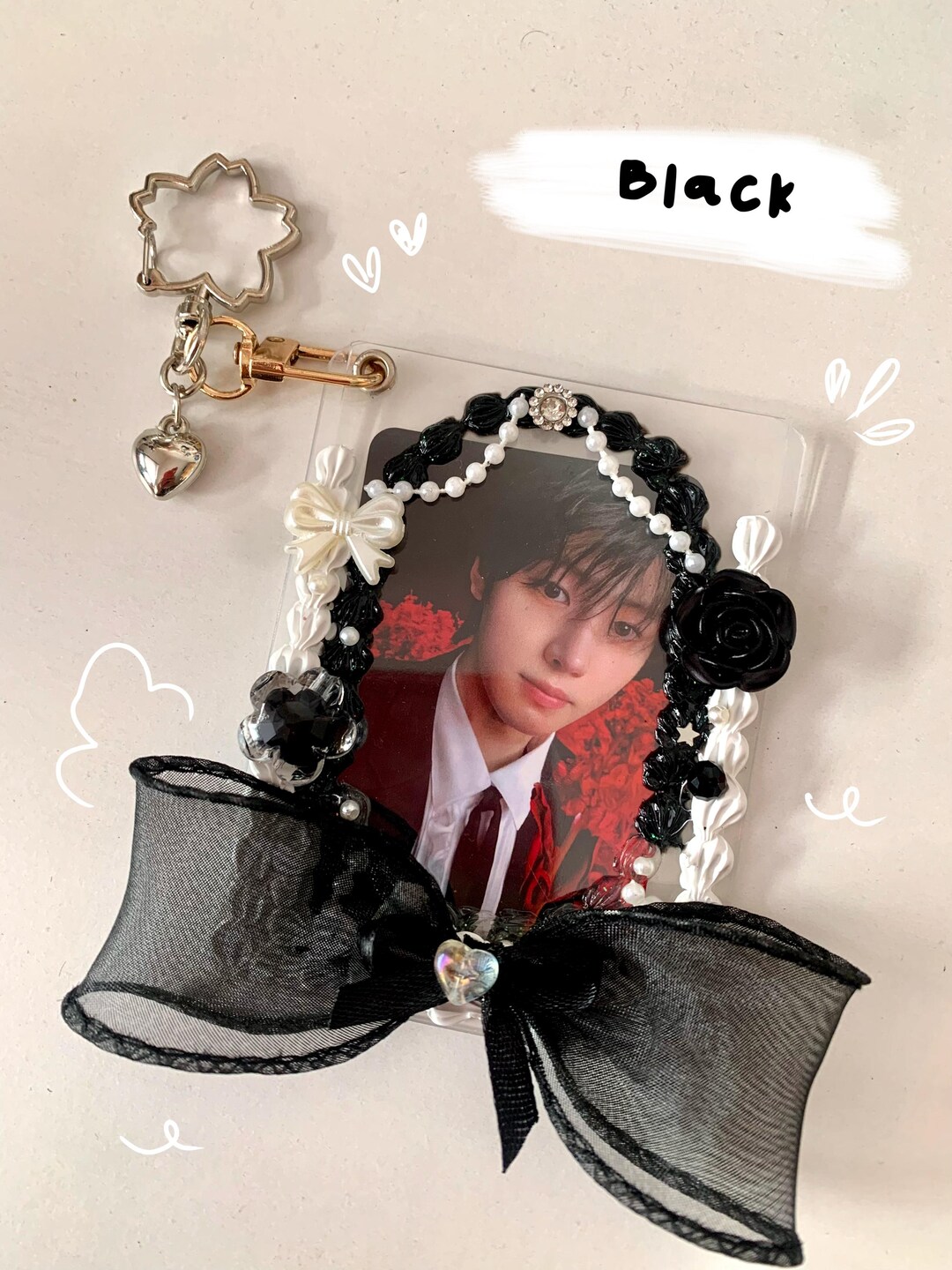 Photocard Holder Keychain With Lace Bow | Kpop Toploader Stand | Ita ...