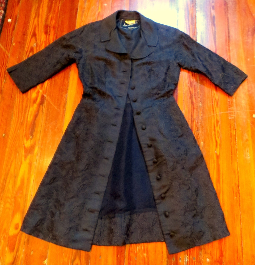 Nan Duskin Embroidered Black Silk Coat/dress/duster/jacket - Etsy