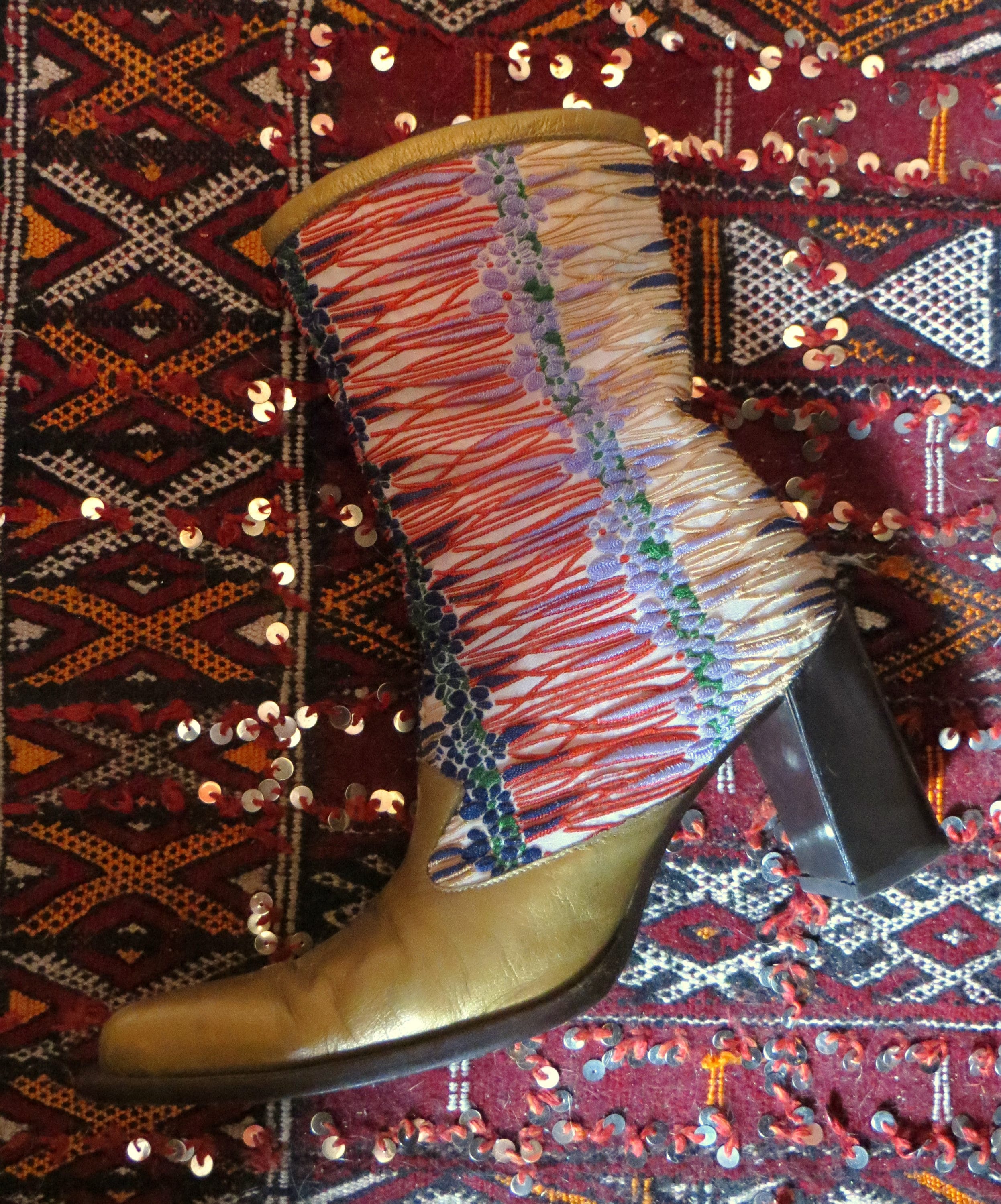 SALE Outrageous Italian Gold Leather Embroidered/corded Fabric | Etsy