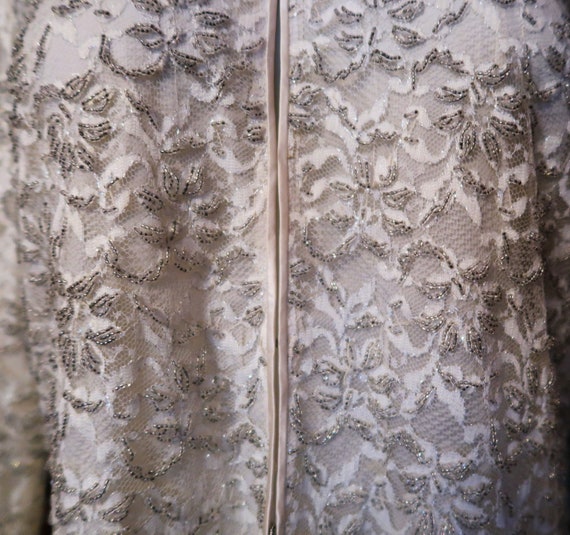 Stunning 50s Sparkling Beaded White Netted Lace Cardi… - Gem