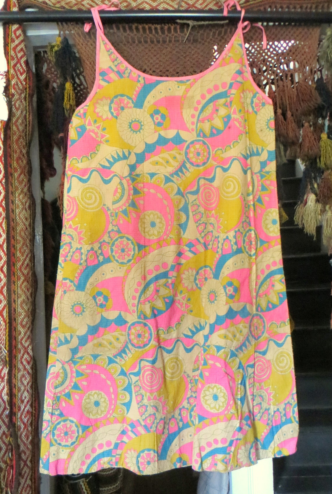 Rare Original 60s Paper Dress in Bright Summer Florals Waste | Etsy