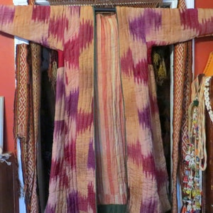Amazing Antique Silk Uzbek Padded/quilted Ikat Robe/chapan/coat With ...
