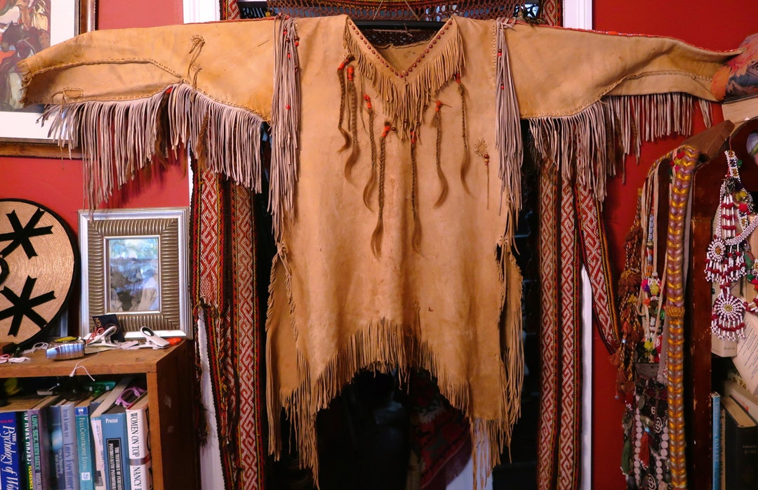 ON HOLD Rare Old Native American Handmade Leather Top/tunic Heavily ...