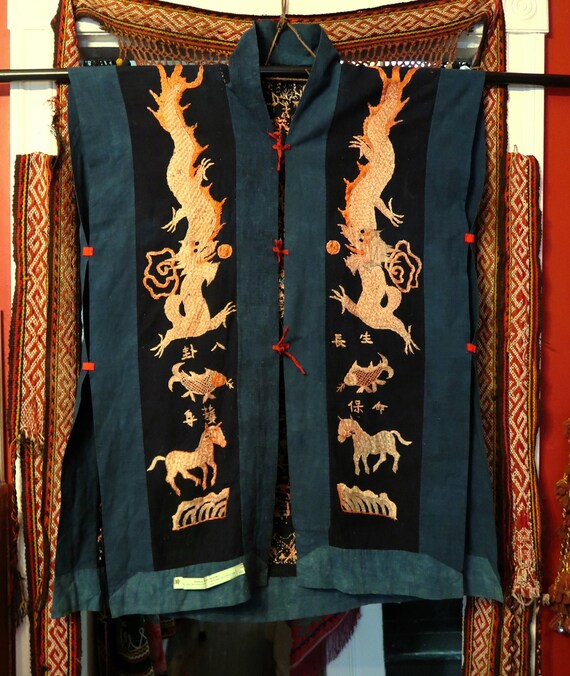 Rare Antique Dao Lan Tien Shamanic Robe, Indigo Cotto… - Gem