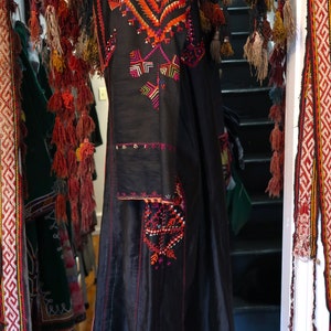 Rare Bedouin/palestinian/middle Eastern Handmade Black Embroidered Robe ...