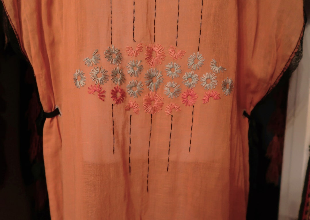 Antique Victorian/edwardian/20s Semi-sheer Embroidered Robe/overdress ...