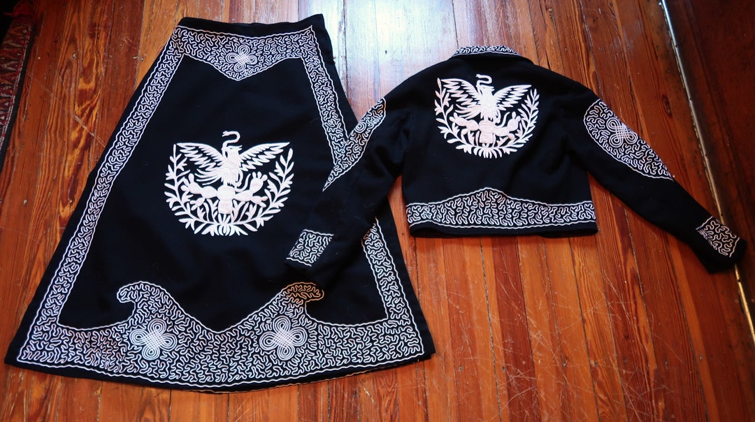 OOAK Mexican Hand/custom Made Mariachi/charro Outfit Black Wool Skirt ...
