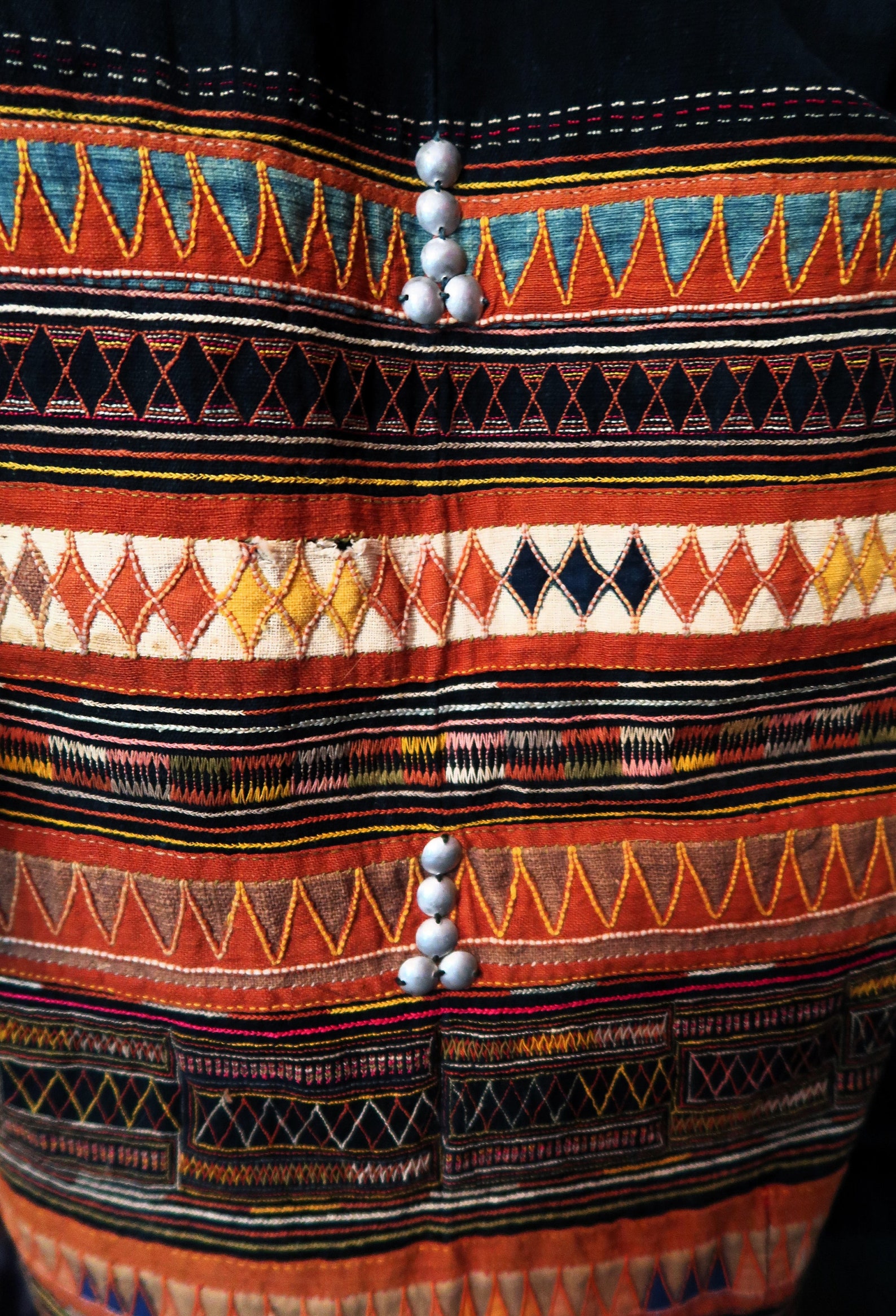 Traditional Akha Ethnic/tribal Indigo Jacket W/multi-colored Embroidery ...