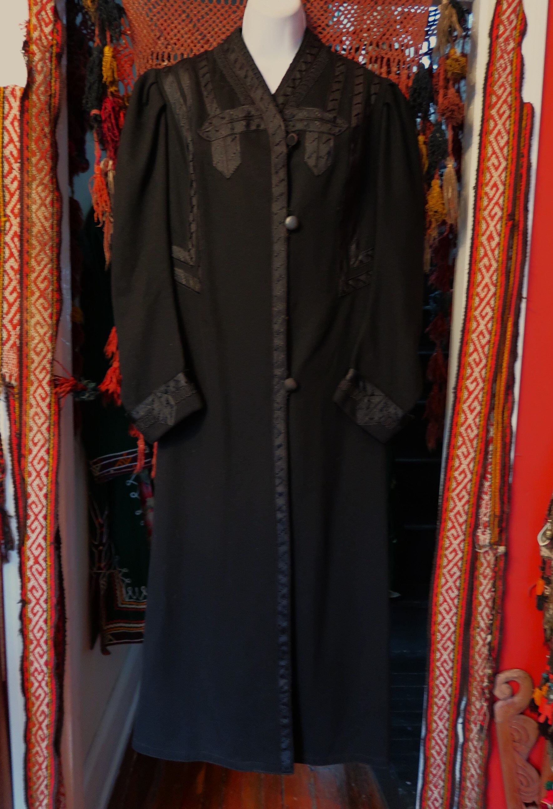 SALE Rare Antique Museum Quality Victorian Edwardian Black Wool Coat W ...