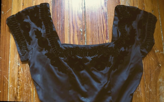 Stunning 40s/50s Hollywood Bombshell Black Silk Satin… - Gem