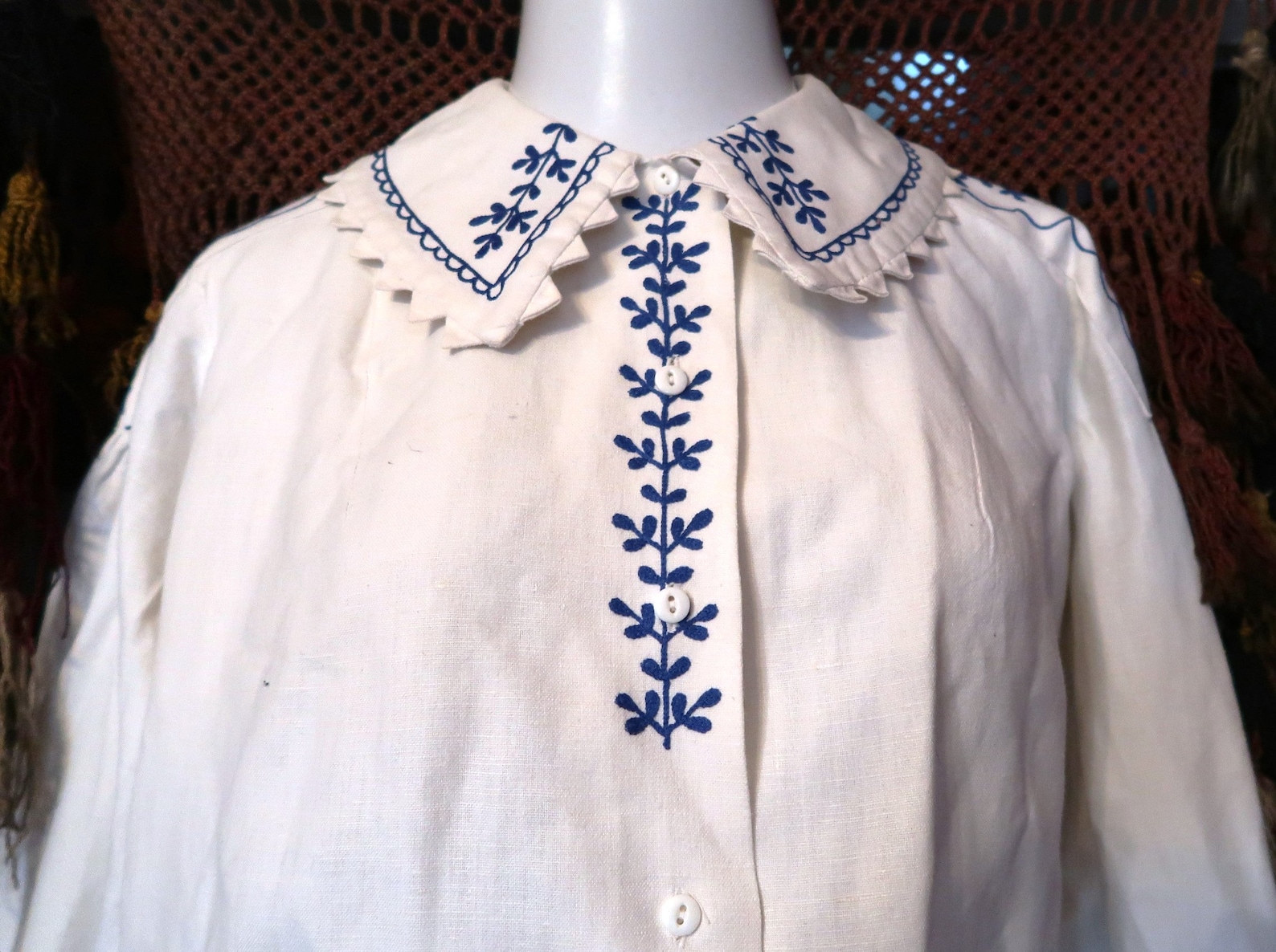 Gorgeous 50s/60s Eastern European Blue and White Embroidered - Etsy