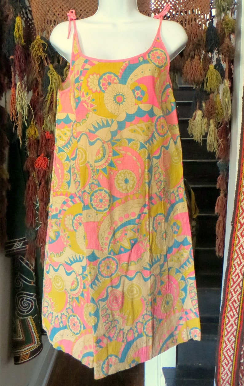 Rare Original 60s Paper Dress in Bright Summer Florals Waste | Etsy