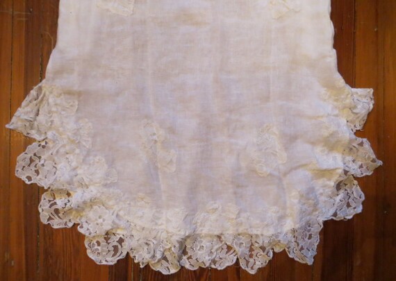 Fab 100% Woven Linen Semi-Sheer White Lace Dress w/La… - Gem