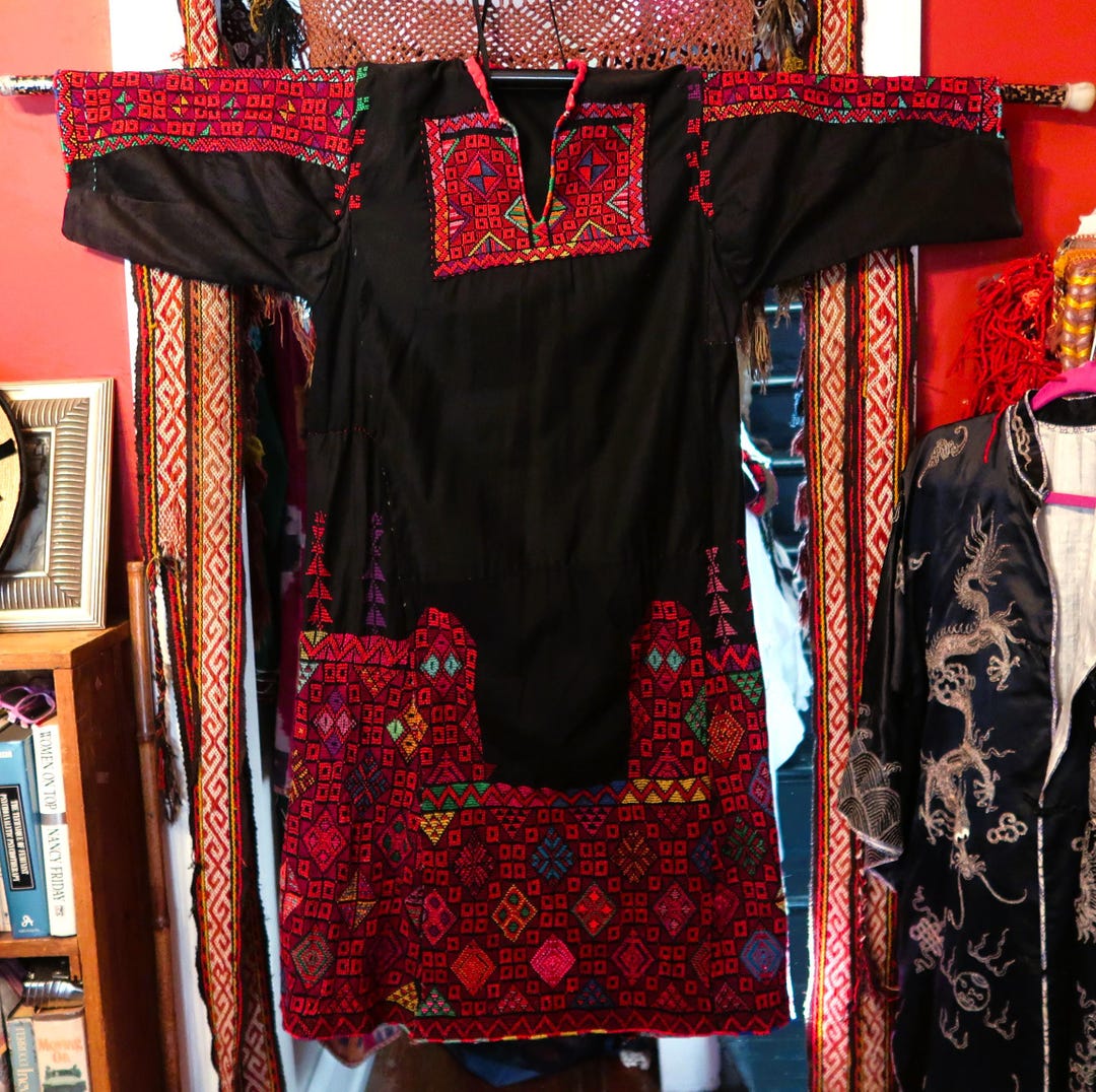 1970s Handmade Palestinian/bedouin Cotton Unisex Kaftan/dress/thoub ...