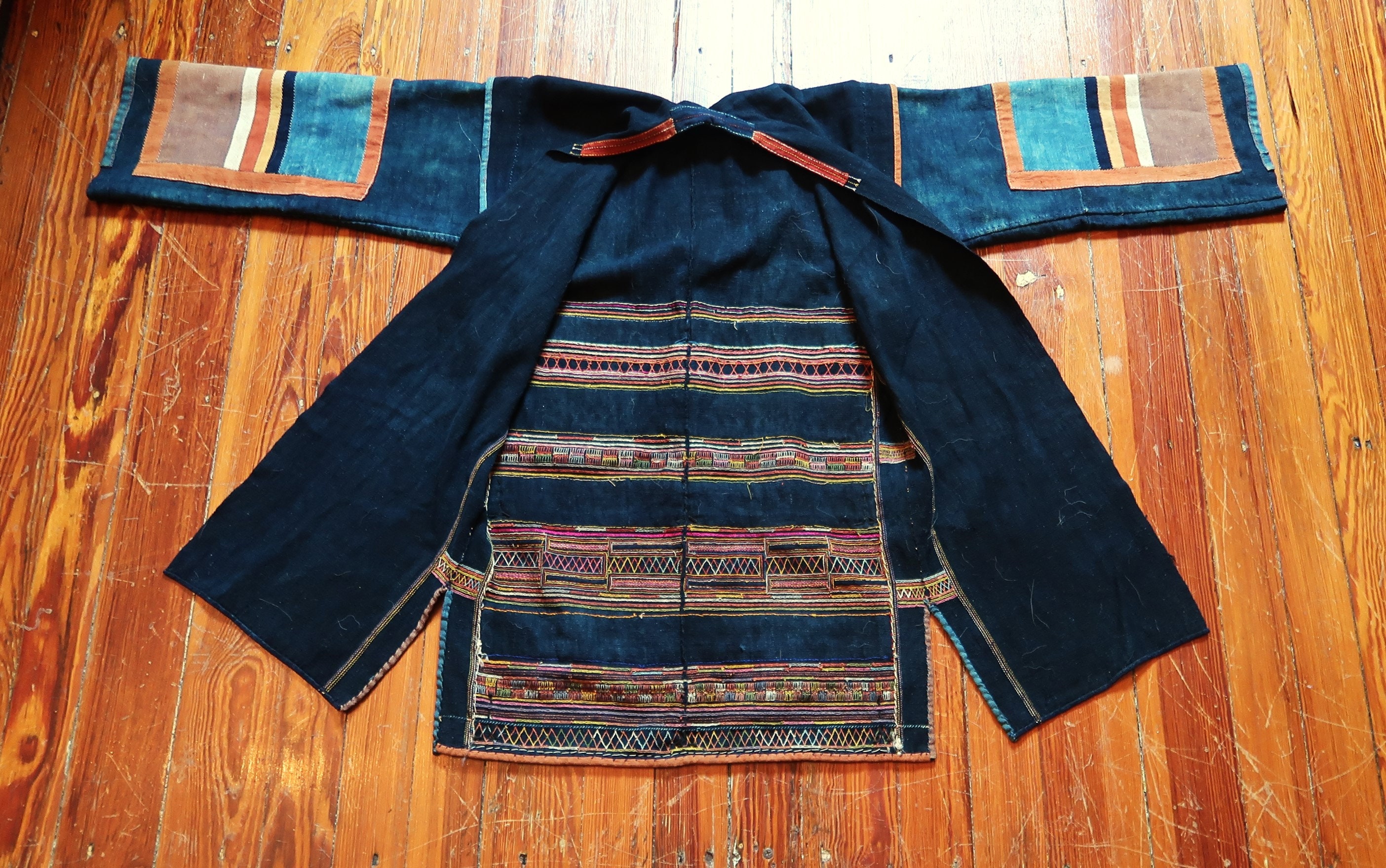 Traditional Akha Ethnic/tribal Indigo Jacket W/multi-colored Embroidery ...