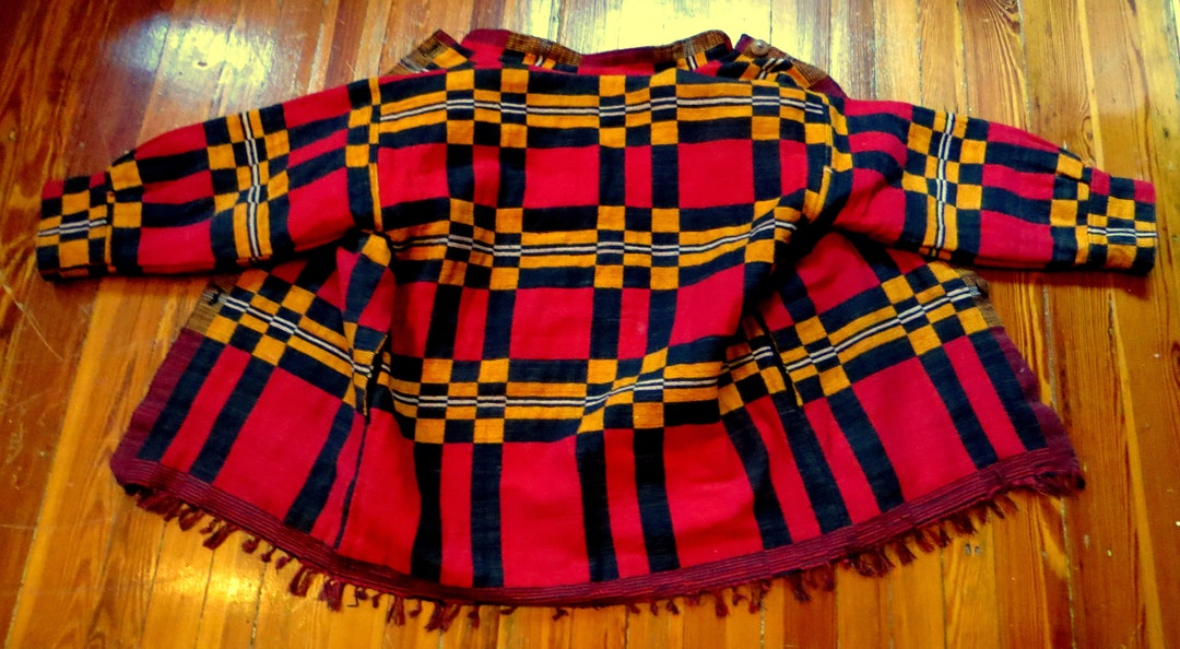 SALE Unusual 60s Reversible Ethnic Red/black /gold Woven Fringed Jacket ...