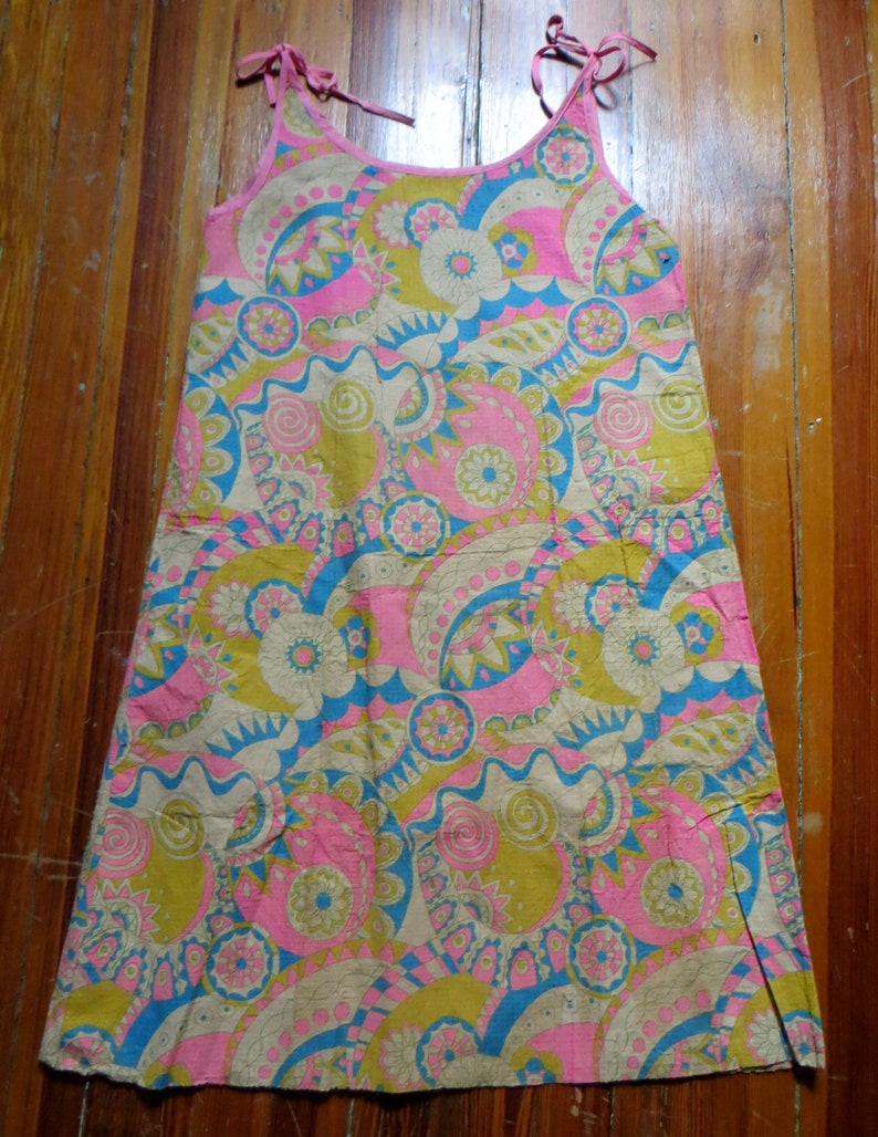 Rare Original 60s Paper Dress in Bright Summer Florals Waste | Etsy