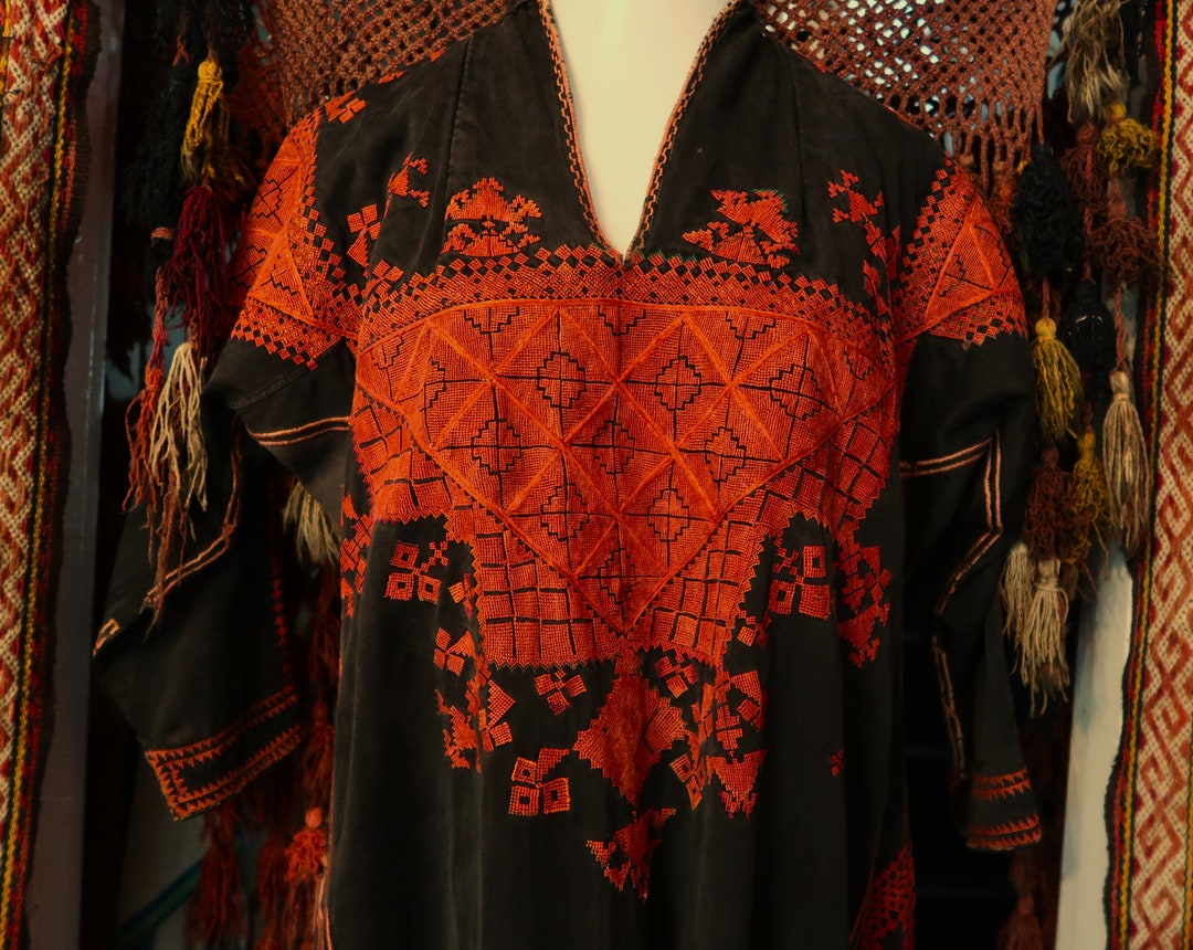 1940s/50s L/XL Handmade Traditional Palestinian/bedouin Cross Stitch ...