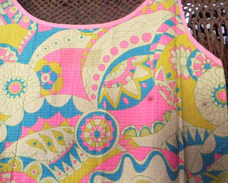 Rare Original 60s Paper Dress in Bright Summer Florals Waste | Etsy