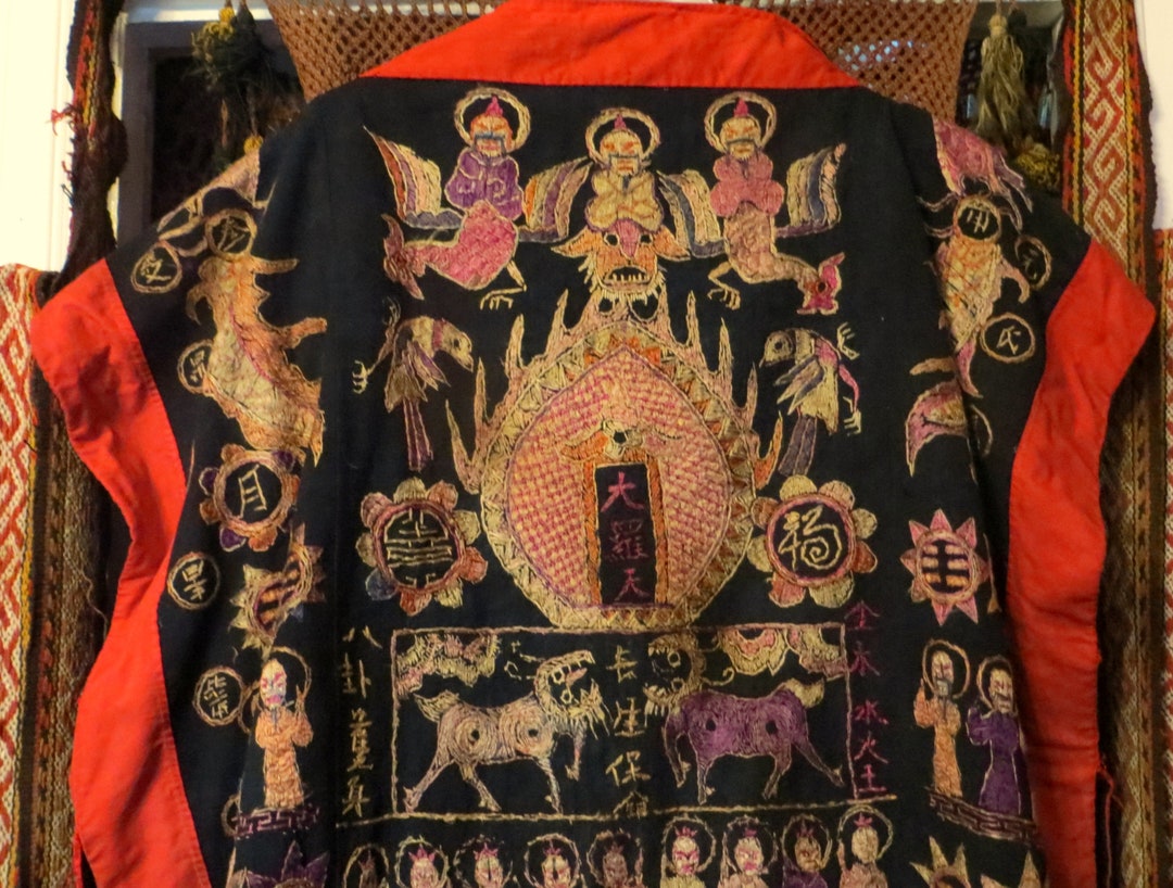 SALE Antique Red Dao/yao Ceremonial Priest/shaman Embroidered Dragon ...